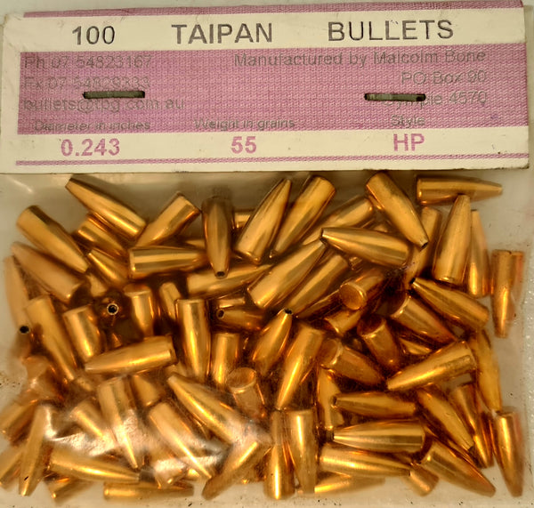 Taipan Bullets 243 Cal (6mm) (.243 Diameter) 55 Grain FBHP (100pk ...