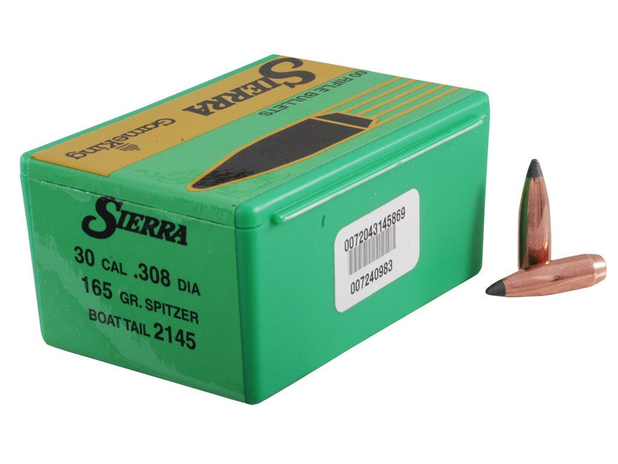 Sierra GameKing Bullets 30 Caliber (308 Diameter) 165 Grain Spitzer Bo ...